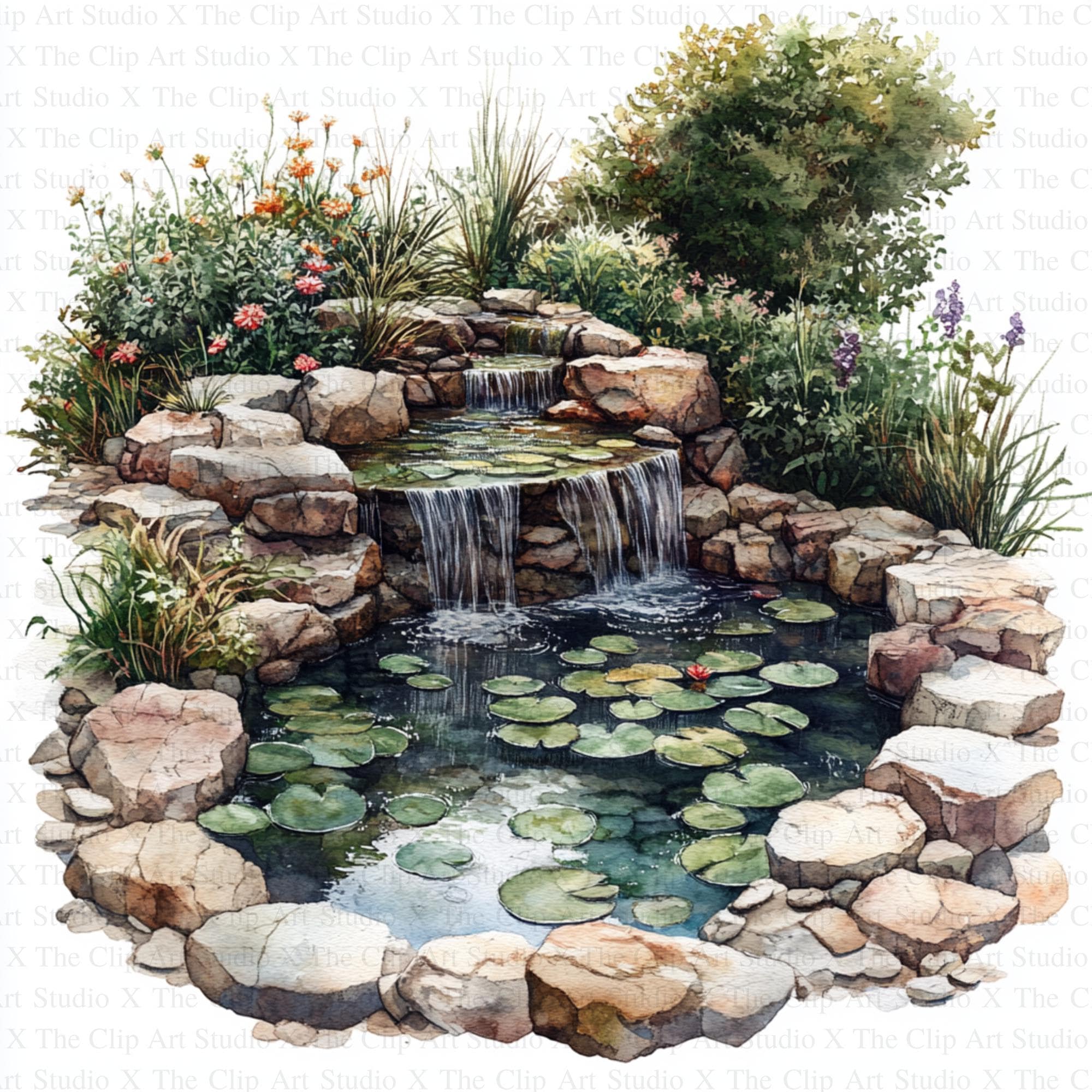 Backyard Pond Clipart Bundle | 10 High Quality Jpgs | Instant Digital ...