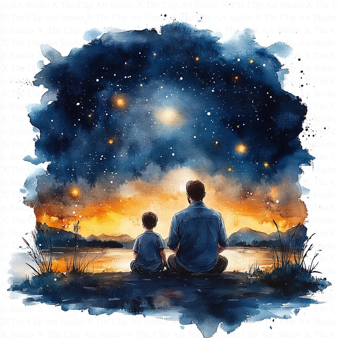 Dad and Son Clipart | 10 High Quality JPG | Digital Download | Starry ...