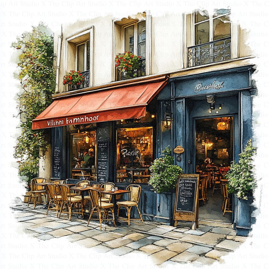 Paris Cafe Clipart | 10 High Quality Jpgs | Digital Download | Vintage ...