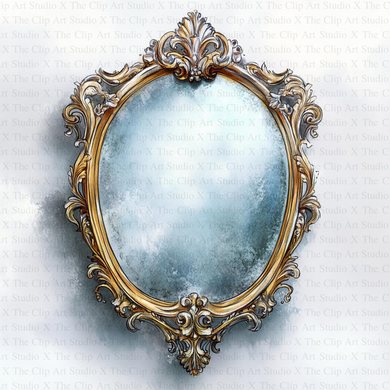 Watercolor Antique Mirrors Clipart | 10 High Quality Jpgs | Digital ...