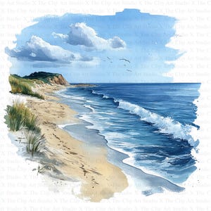 Watercolor Coastal Beach Ocean Clipart | 10 High Quality Jpgs | Digital ...