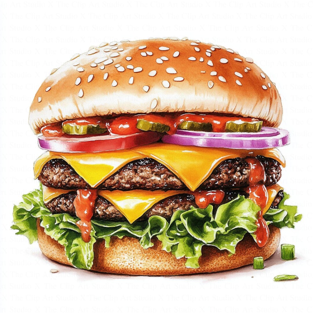 Tasty Hamburger Clipart | 10 High Quality Jpgs | Digital Download ...