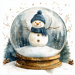 Snowman Christmas Snow Globe Clipart | 10 High Quality Jpgs | Digital ...