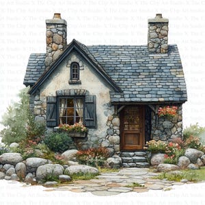 Stone Cottage Clipart | 10 High Quality Jpgs | Digital Download ...