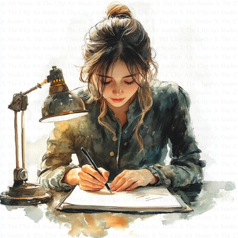 Woman Writing Clipart 10 High Quality Jpgs Digital Download Writer ...