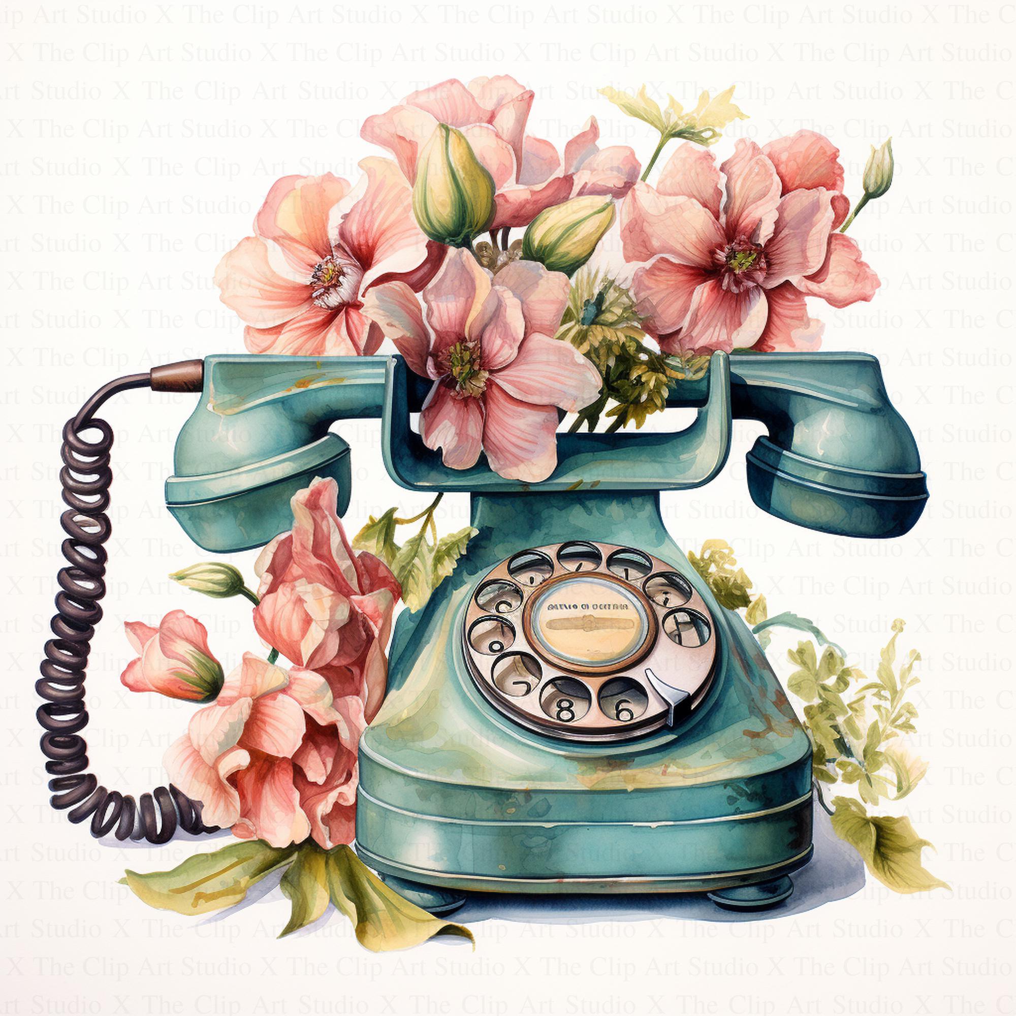 Vintage Floral Phone Clipart 10 High Quality Jpgs Digital Download ...