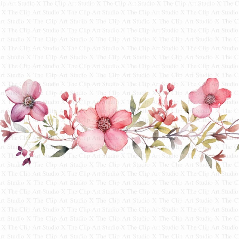Watercolor Flower Border Clipart 10 High Quality Jpgs Instant Digital ...