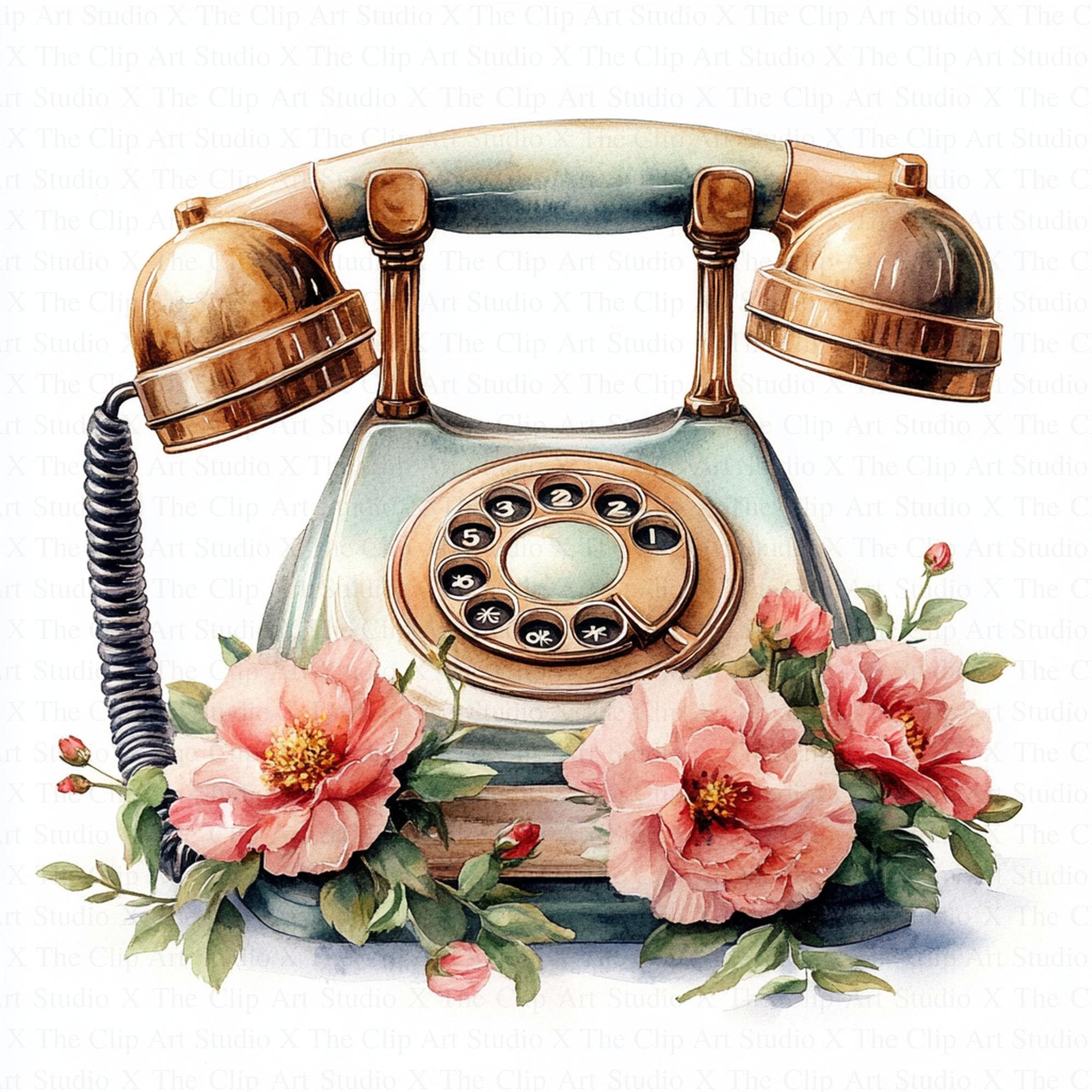 Vintage Floral Phone Clipart 10 High Quality Jpgs Digital Download ...