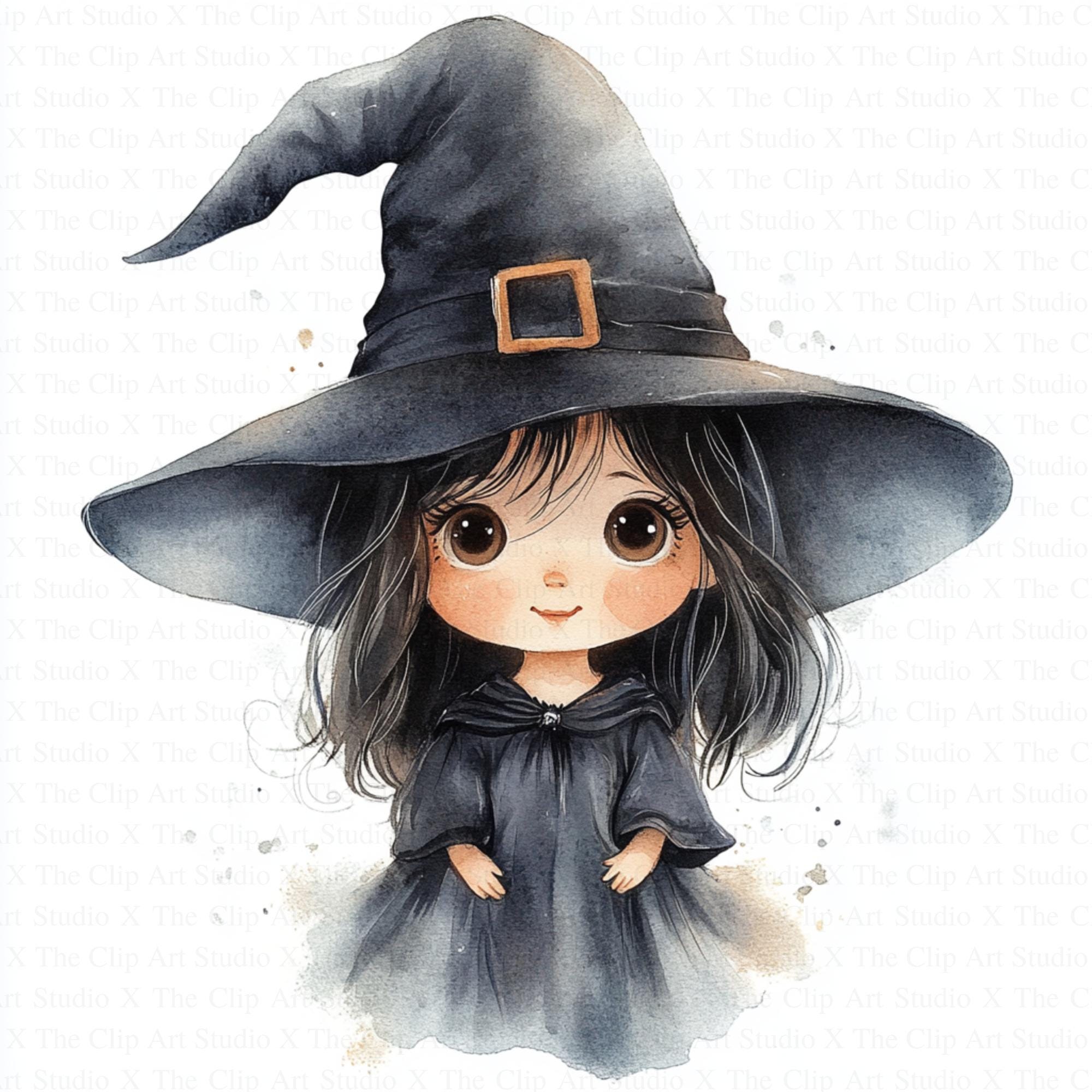 Little Witch Cartoon Clipart 10 High Quality Jpgs Digital Download ...