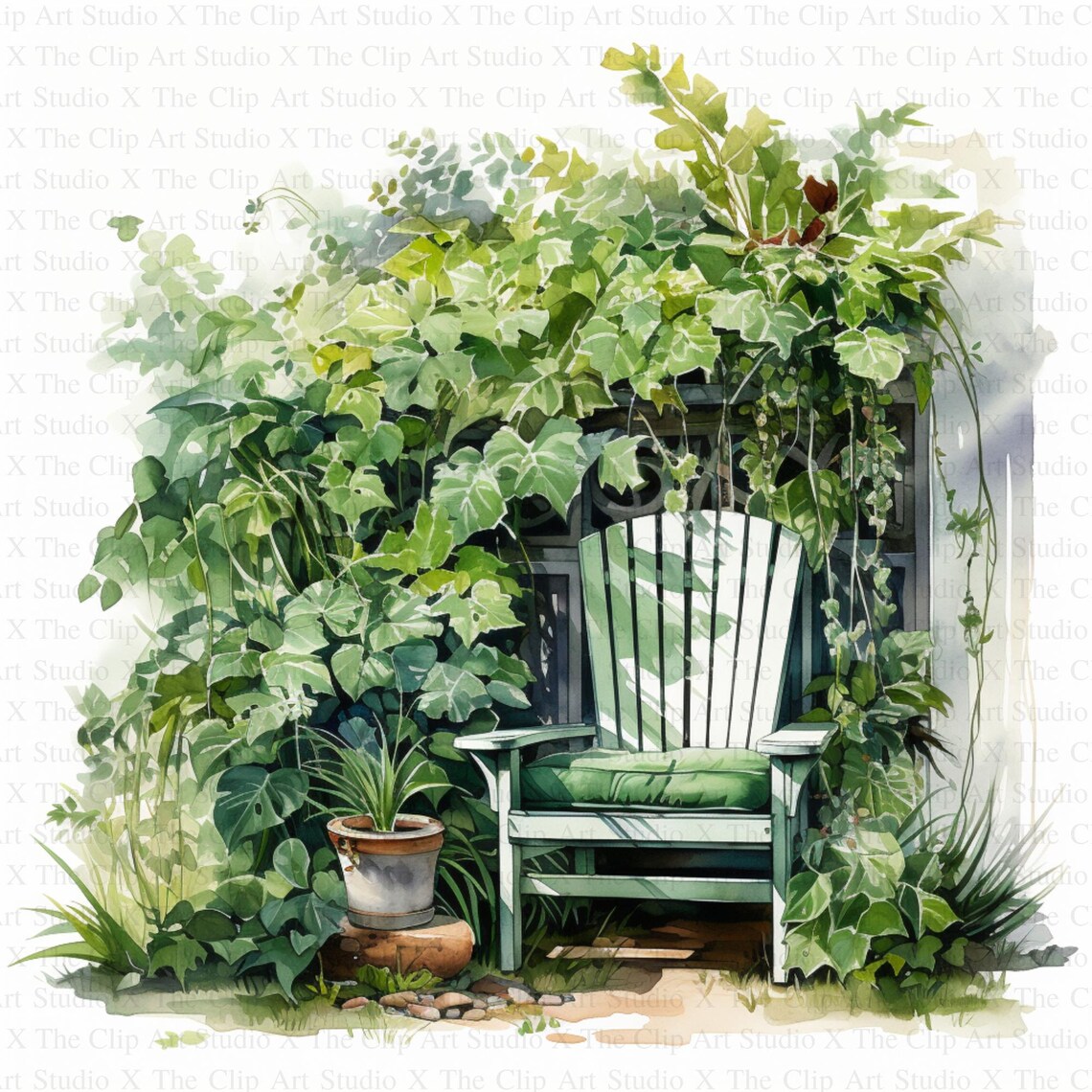 Garden Chair Clipart | 10 High Quality Jpgs | Digital Download | Floral ...