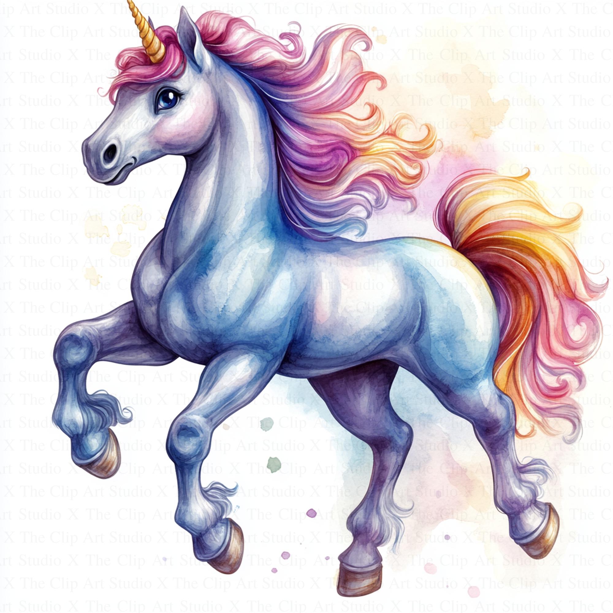 Cartoon Unicorn Clipart | 10 High Quality Jpgs | Digital Download ...