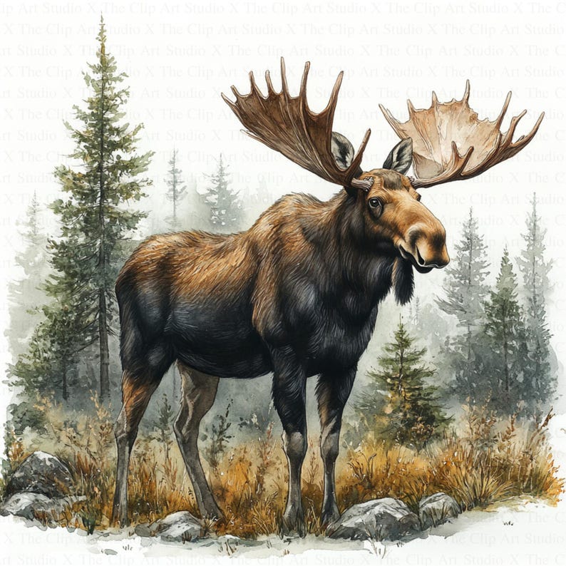 Moose Drawing Clipart | 10 High Quality Jpgs | Digital Download ...