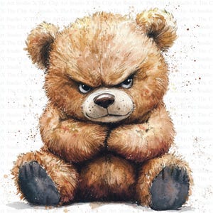 Grumpy Teddy Bear Clipart | 10 High Quality Jpgs | Digital Download ...