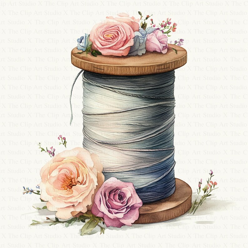 Vintage Spools of Thread Clipart | 10 High Quality Jpgs | Digital ...