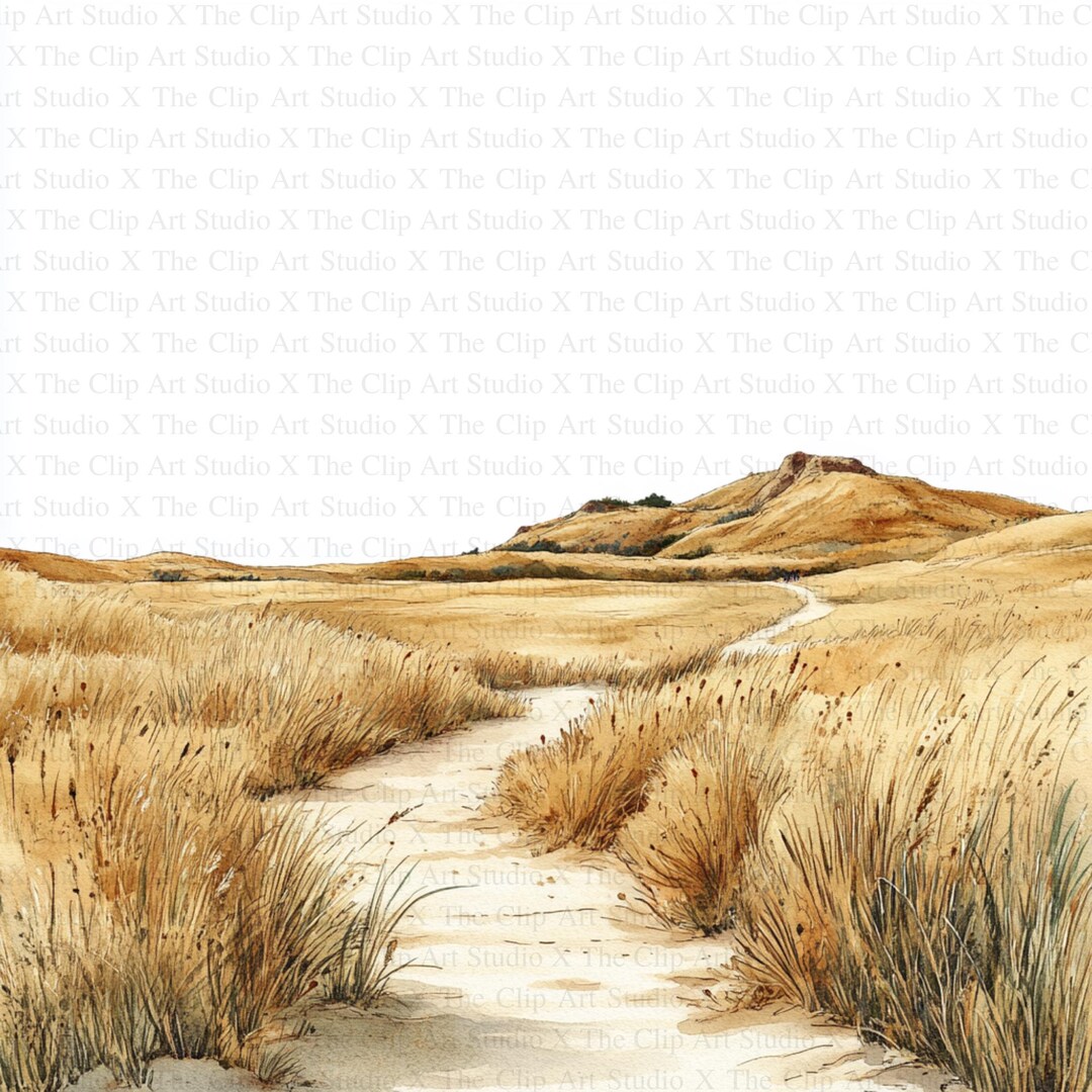 Steppe Landscape Clipart | 10 High Quality Jpgs | Instant Digital ...