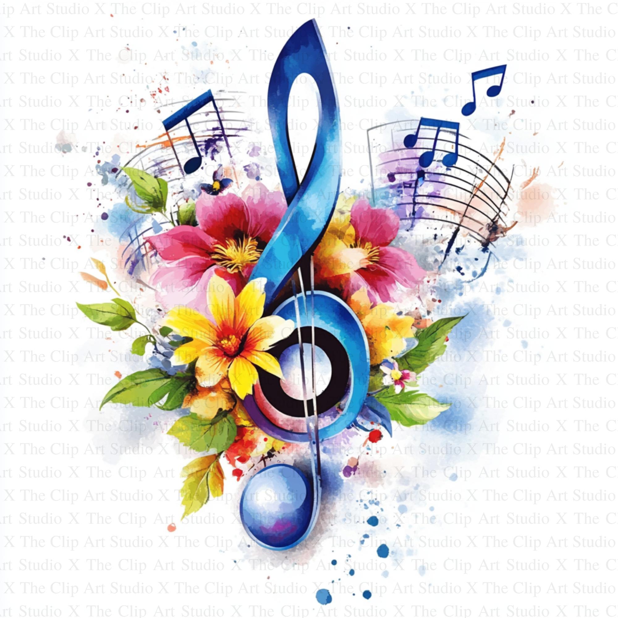 Watercolor Music Notes Clipart 10 High Quality Jpgs Digital Download ...