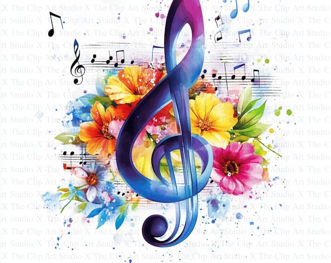 10 Musical Notes Clipart Bundle, PNG & JPG, Printable Patchwork ...