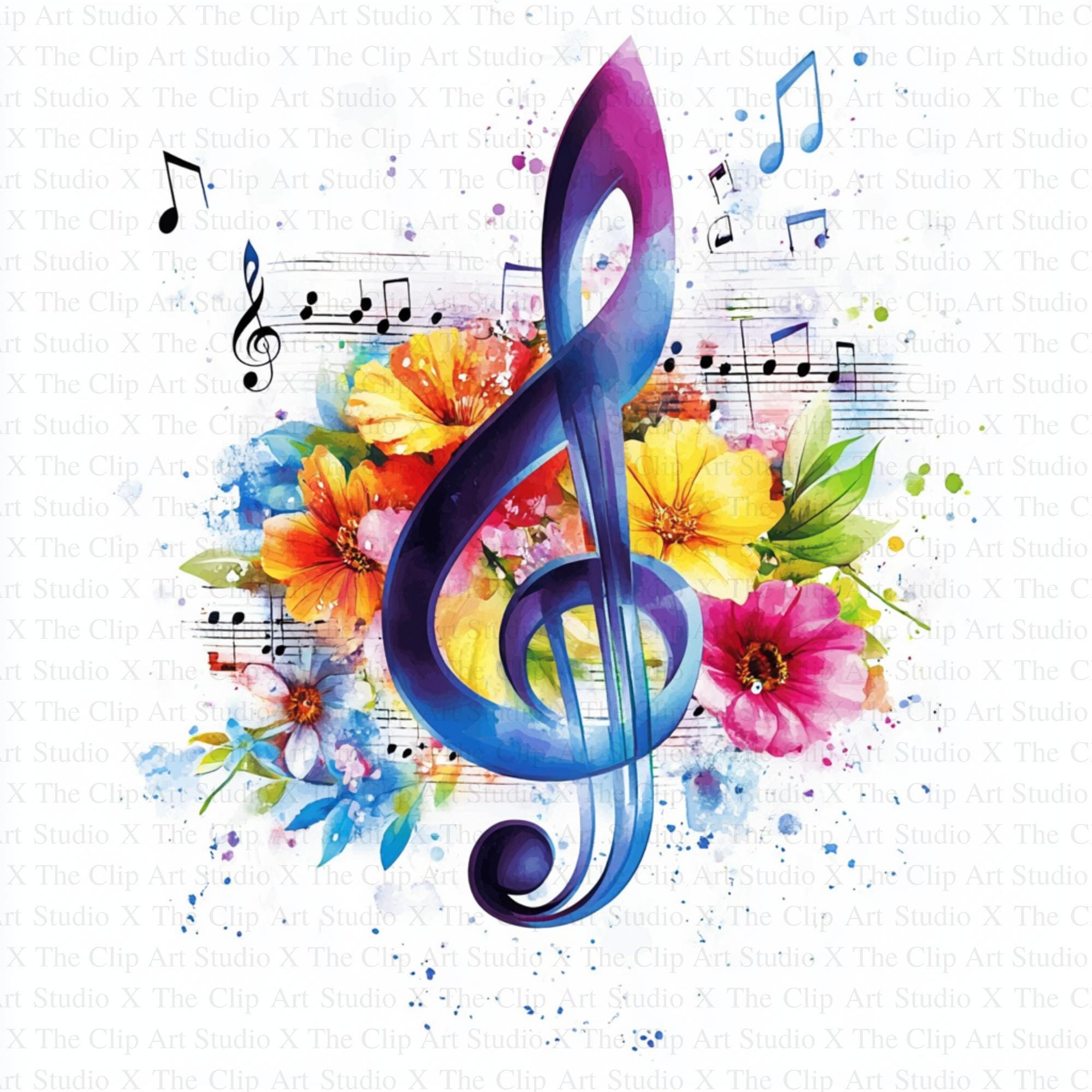 Watercolor Music Notes Clipart 10 High Quality Jpgs Digital Download ...