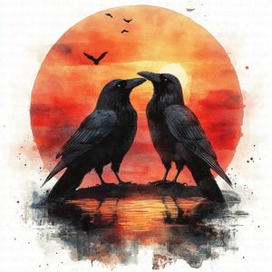 Two Crows Clipart | 10 High Quality Jpgs | Digital Download ...