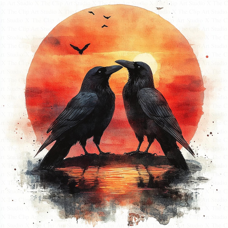 Two Crows Clipart | 10 High Quality Jpgs | Digital Download ...