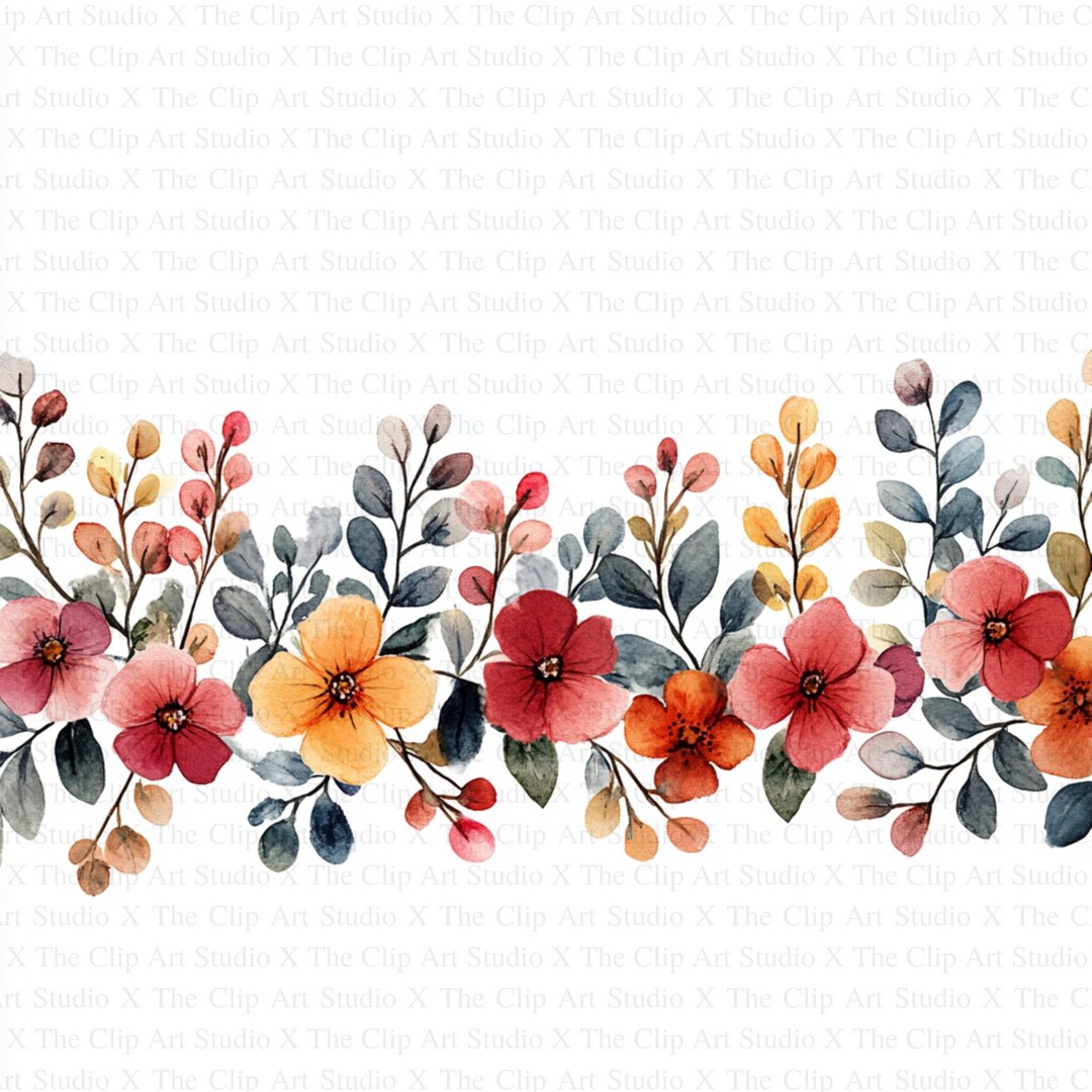 Flower Border Clipart | 10 High Quality Jpgs | Digital Download | Card ...