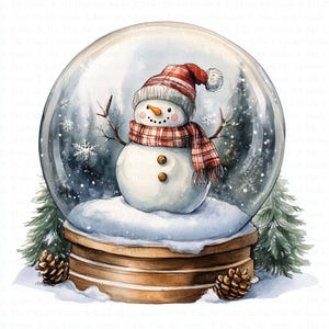 Snowman Christmas Snow Globe Clipart | 10 High Quality Jpgs | Digital ...