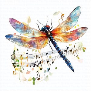 Dragonfly Music Notes Clipart | 10 High Quality JPG | Digital Download ...