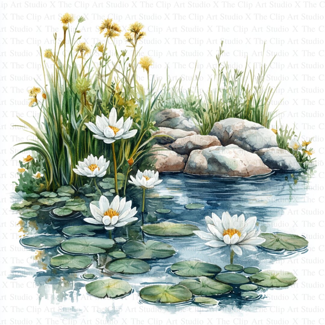Watercolor Pond Clipart | 10 High Quality Jpgs | Digital Download ...