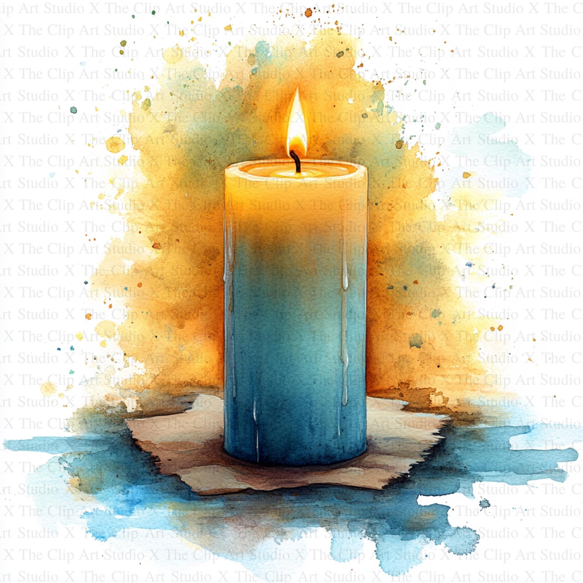 Watercolor Candles Clipart | 10 High Quality Jpgs | Instant Digital ...