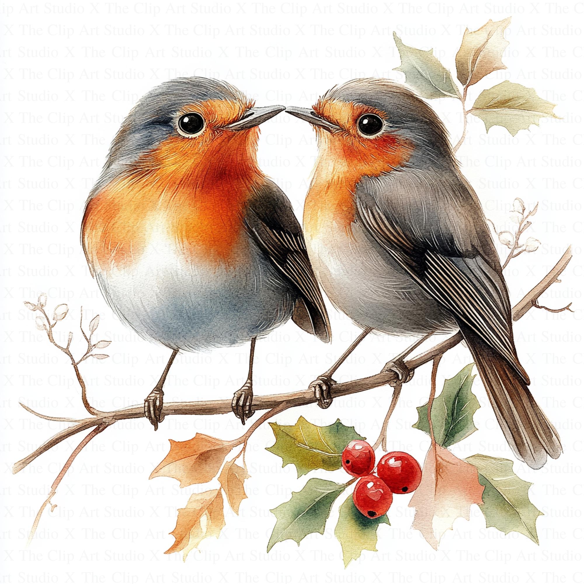 Christmas Robin Love Clipart | 10 High Quality JPG | Digital Download ...