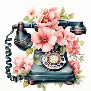 Vintage Floral Phone Clipart | 10 High Quality Jpgs | Digital Download ...