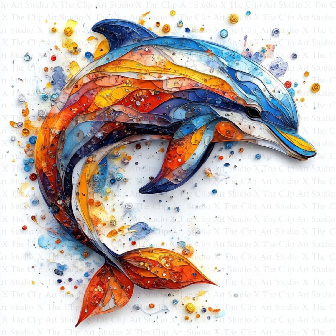 Watercolor Colorful Dolphins Clipart | 10 High Quality Jpgs | Digital ...