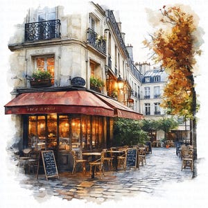 Paris Cafe Clipart | 10 High Quality Jpgs | Digital Download | Vintage ...