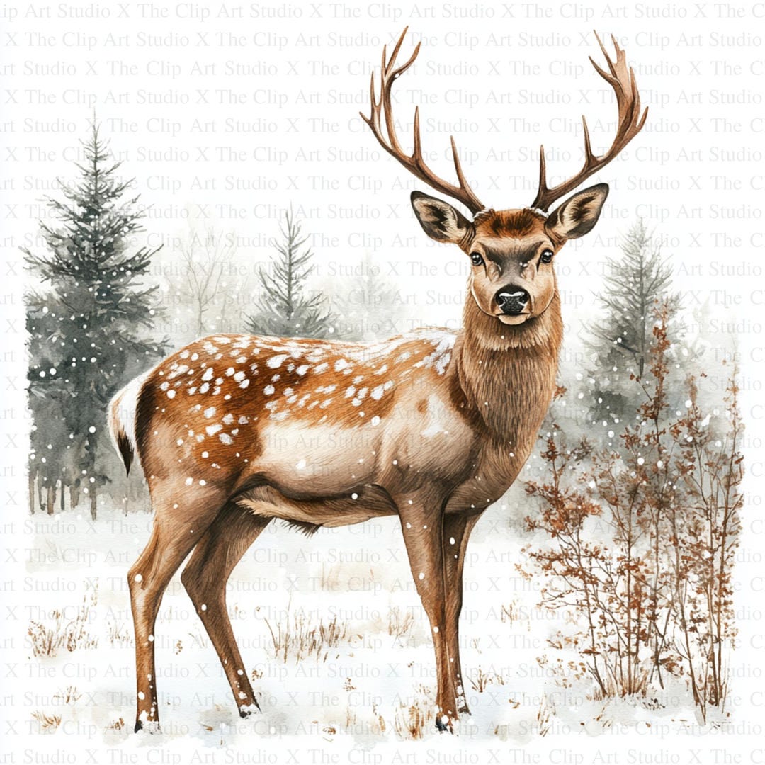 Christmas Deer Clipart | 10 High Quality Jpgs | Digital Download ...