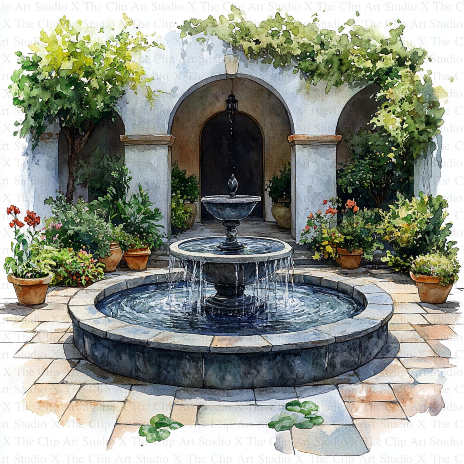 Cloister Fountains Clipart | 10 High Quality Jpgs | Digital Download ...