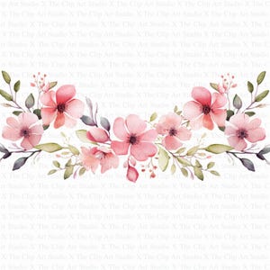 Watercolor Flower Border Clipart | 10 High Quality Jpgs | Instant ...