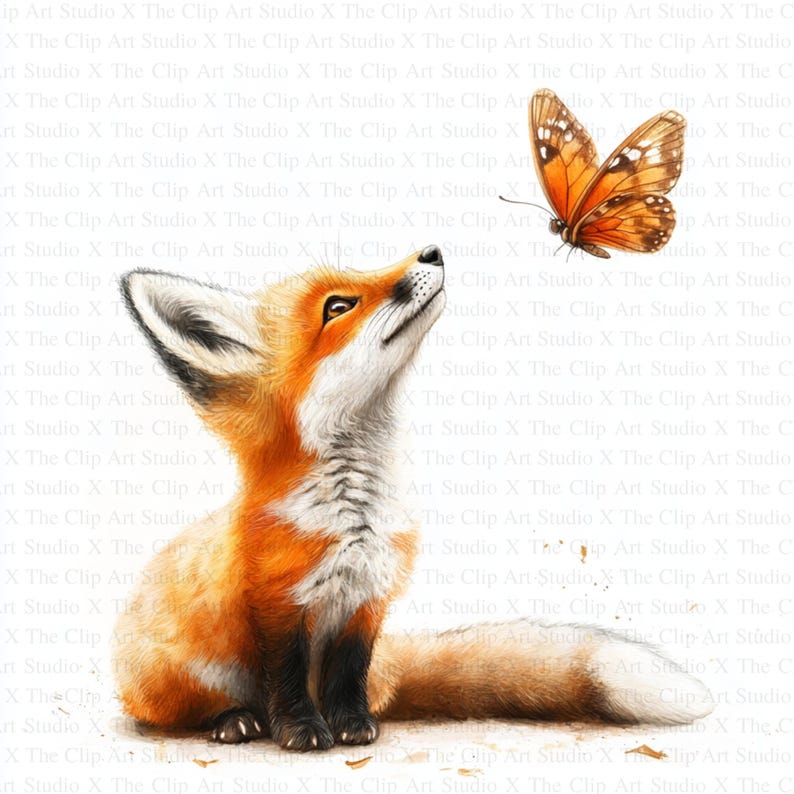 Fox and Butterfly Clipart 10 High Quality Jpgs Digital Download Paper ...