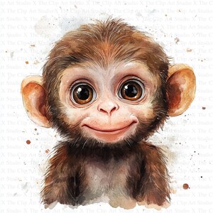 Watercolor Monkey Clipart | 10 High Quality Jpgs | Instant Digital ...