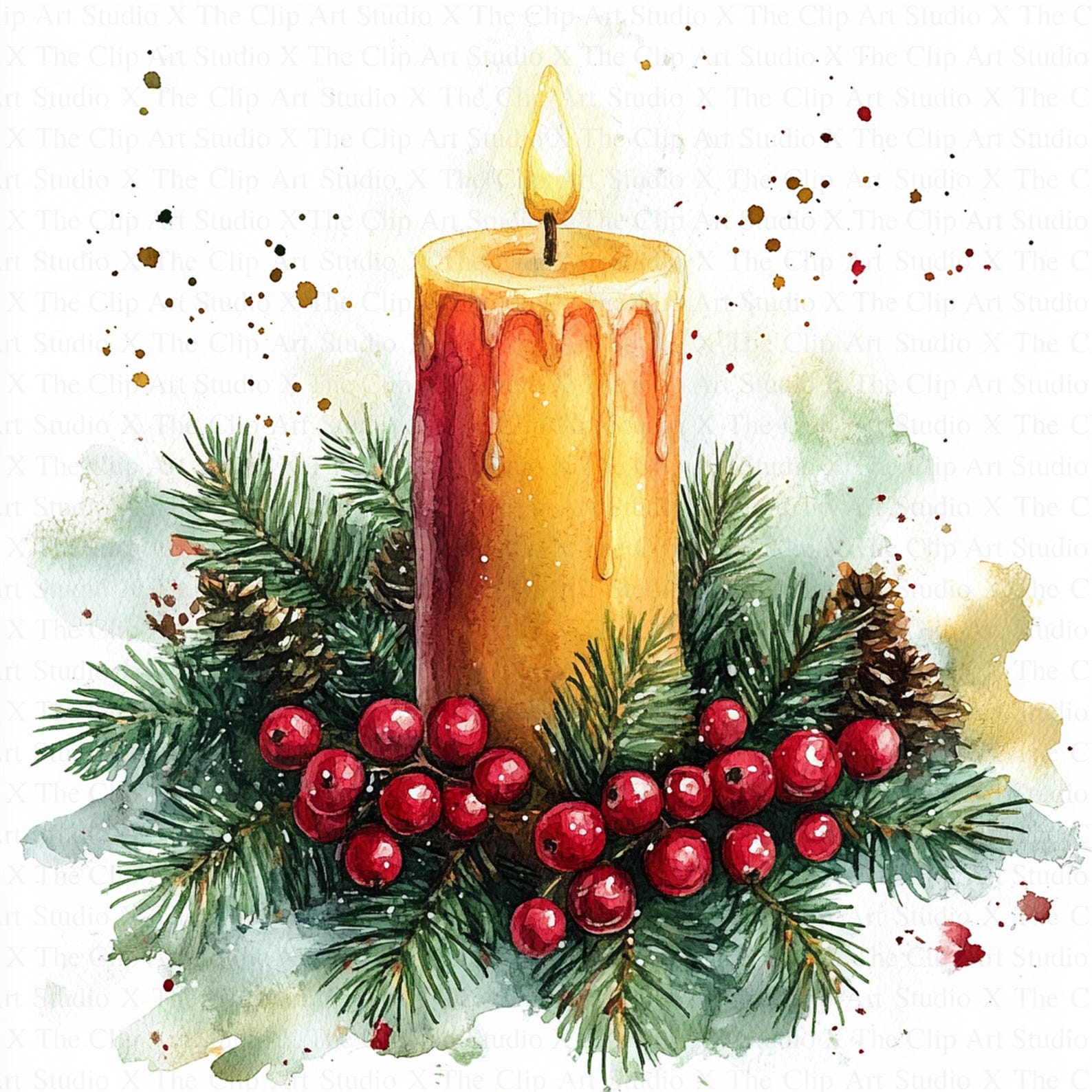 Christmas Candle Clipart | 10 High Quality Jpgs | Digital Download ...