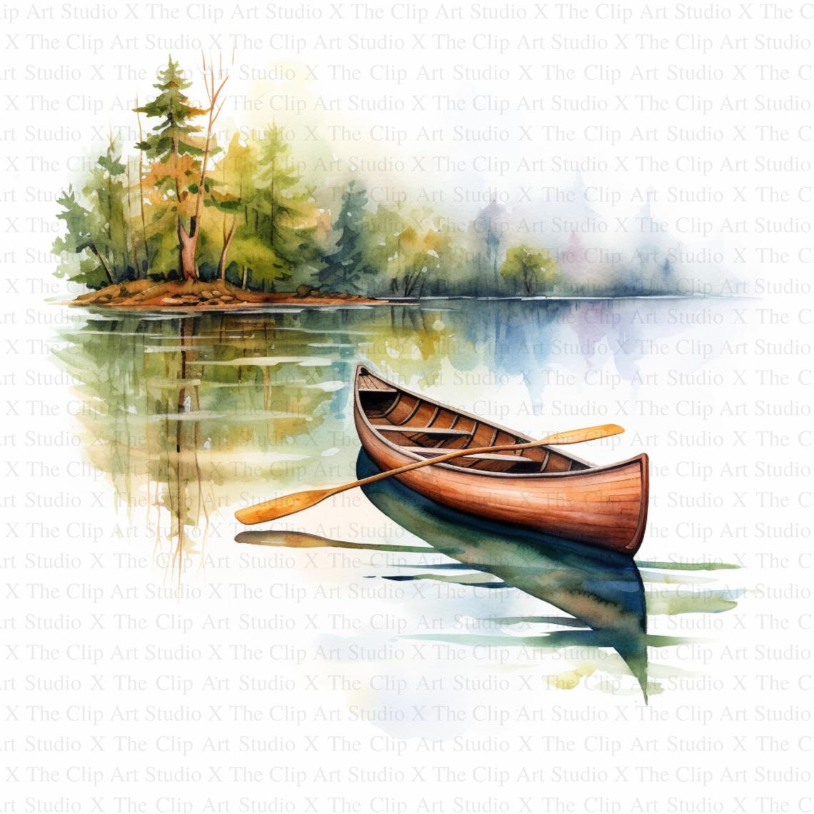 Canoe in Lake Clipart | 10 High Quality Jpgs | Digital Download ...