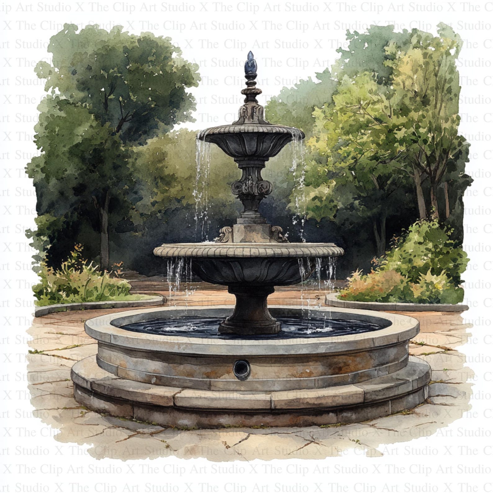 Cloister Fountains Clipart | 10 High Quality Jpgs | Digital Download ...