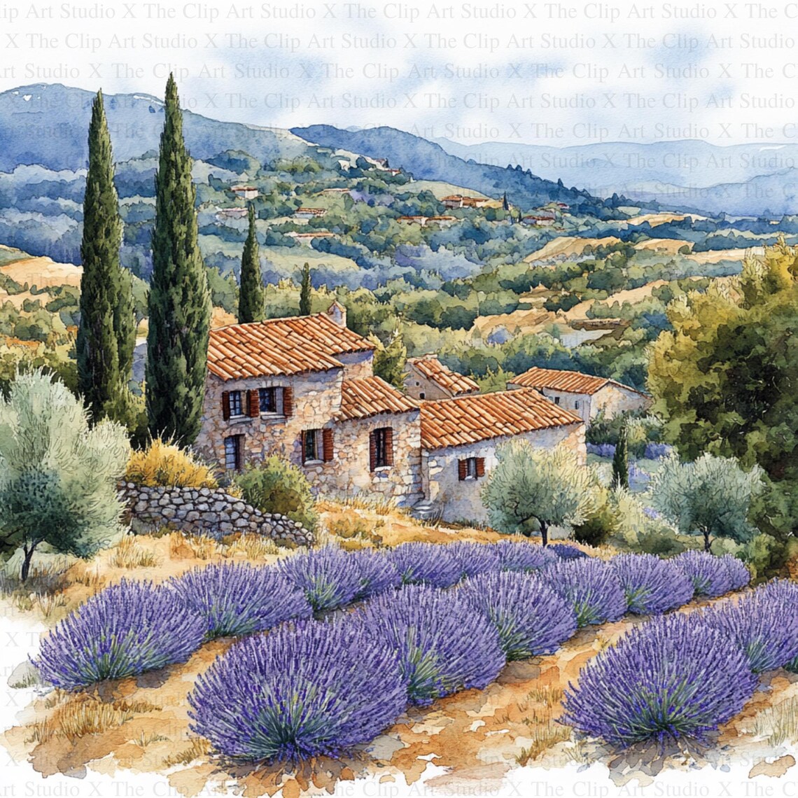 Provence Landscape Clipart | 10 High Quality Jpgs | Digital Download ...