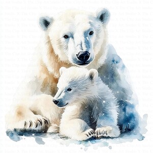 Polar Bear and Cub Clipart | 10 High Quality Jpgs | Digital Download ...