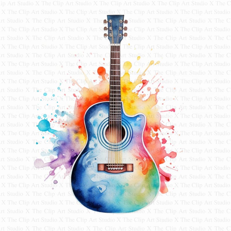 Watercolor Guitars Clipart | 10 High Quality Jpgs | Digital Download ...