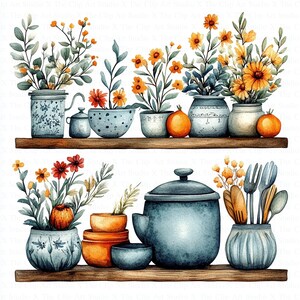 Floral Kitchen Clipart | 10 High Quality Jpgs | Digital Download ...