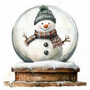 Snowman Christmas Snow Globe Clipart | 10 High Quality Jpgs | Digital ...