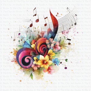 Watercolor Music Notes Clipart | 10 High Quality Jpgs | Digital ...