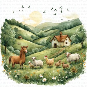 Watercolor Countryside Animals Clipart | 10 High Quality Jpgs | Instant ...