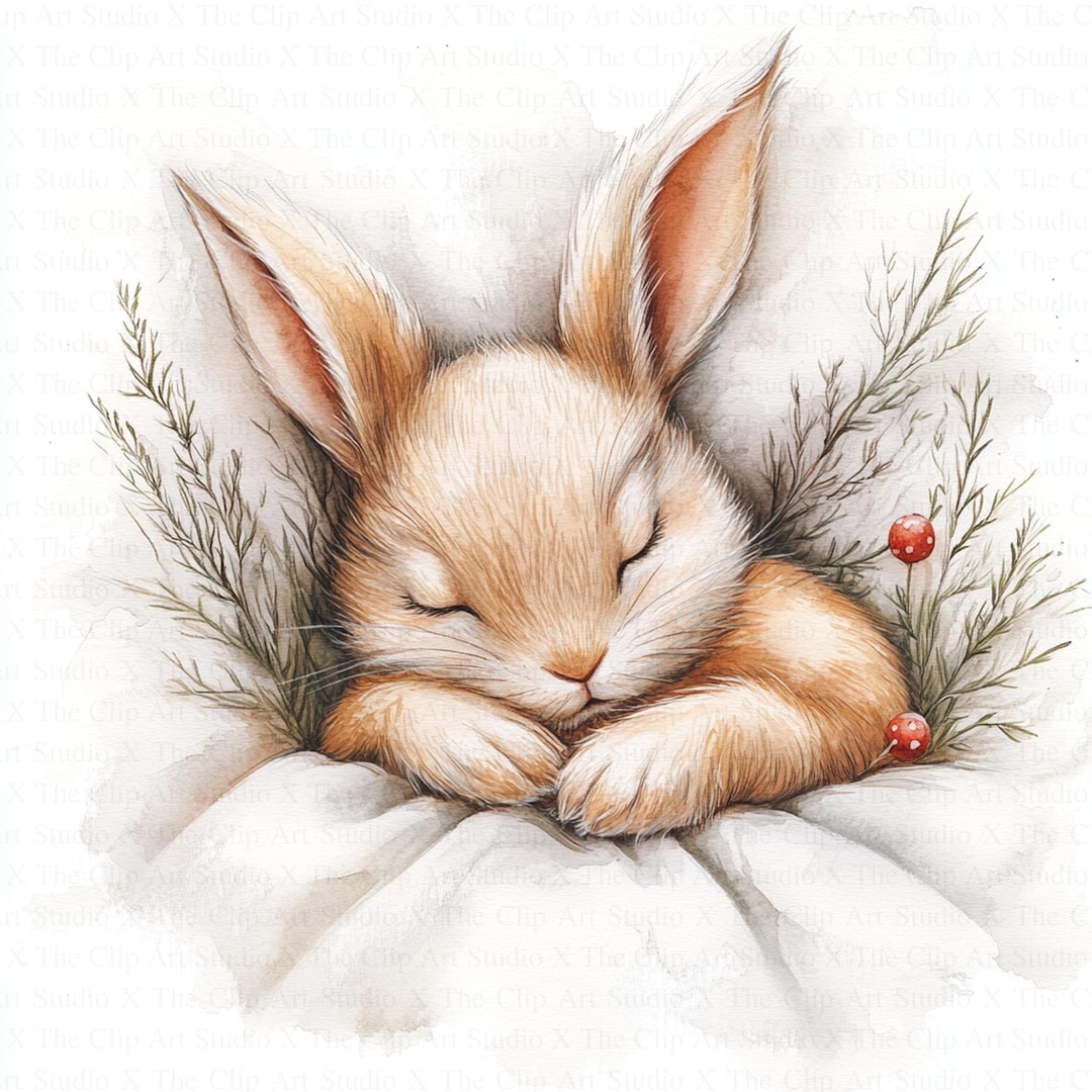 Sleeping Bunny Clipart | 10 High Quality Jpgs | Digital Download | Cute ...