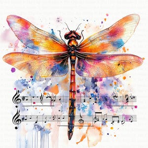 Dragonfly Music Notes Clipart | 10 High Quality JPG | Digital Download ...